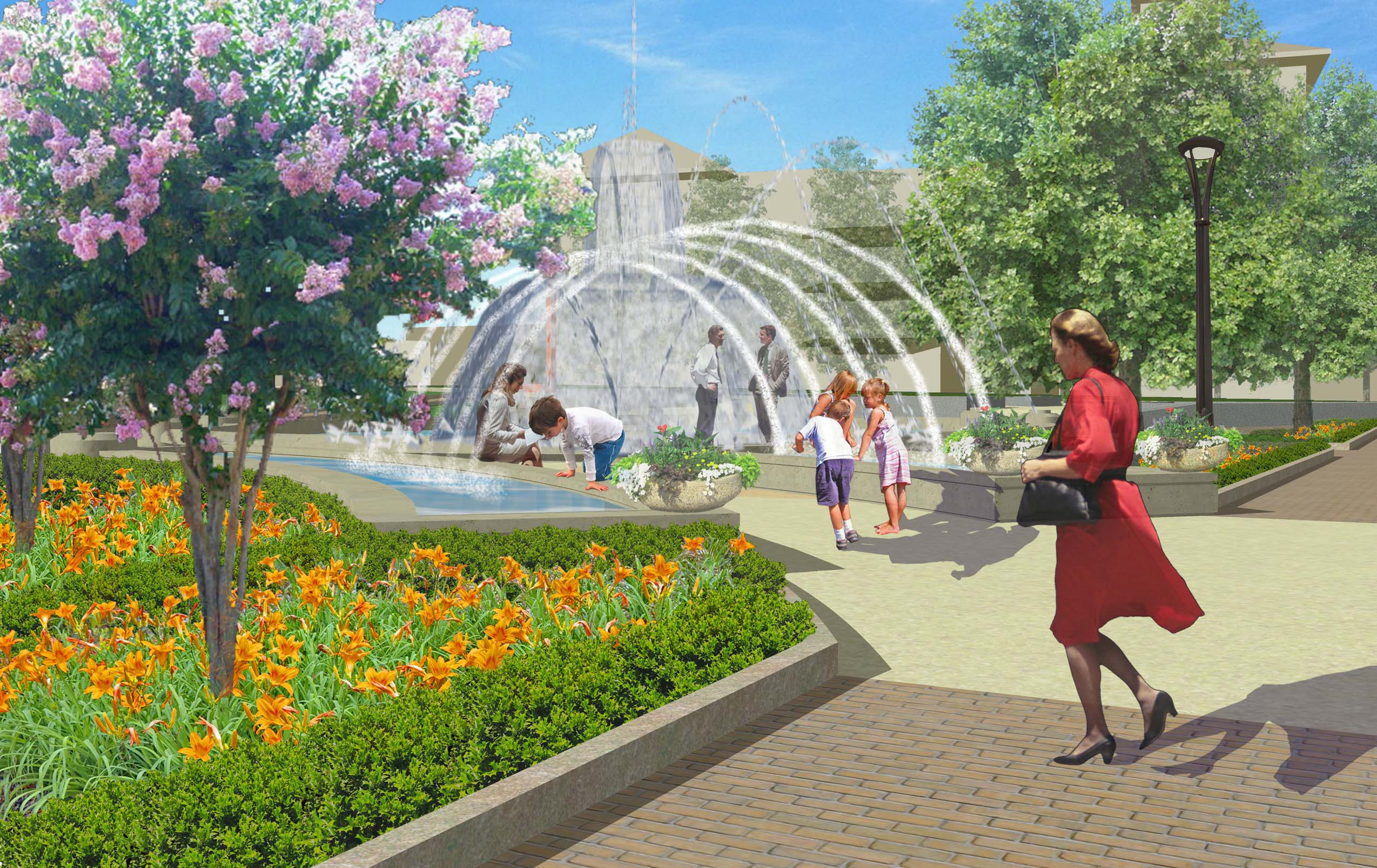 Artist rendering showing the fountain